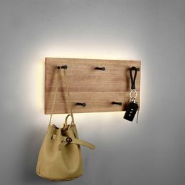 Pharao24.de Wandgarderobenleiste mit LED Beleuchtung Massivholz