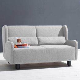 Pharao24.de Zweisitzer Schlafsofa in Hellgrau Webstoff Made in Germany