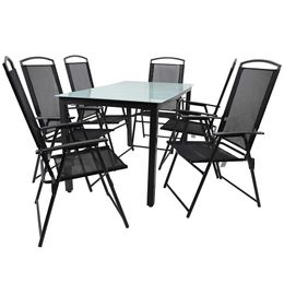 Pharao24.de Balkonmöbel Set in modernem Design mit sechs Sitzplätzen (siebenteilig)