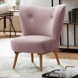 Pharao24.de Cocktailsessel rosa aus Samtvelours Buche Massivholz