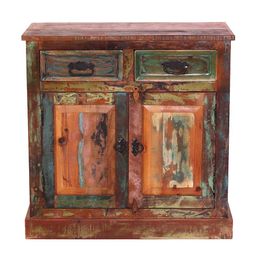 Pharao24.de Shabby Chic Dielenkommode aus Recyclingholz Braun Bunt