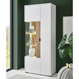 Pharao24.de Esszimmervitrinenschrank in Weiß Glastür