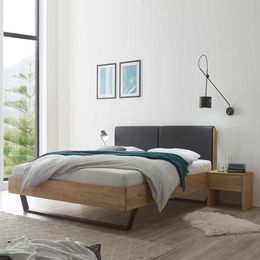 Pharao24.de Modernes Kufenbett aus Eiche Massivholz Metall