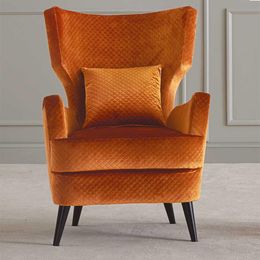 Pharao24.de Design Ohrensessel Samt in Orange hoher Rückenlehne