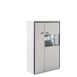 Pharao24.de Esszimmer Highboard weiss und Schwarzgrau 136 cm hoch - 84 cm breit
