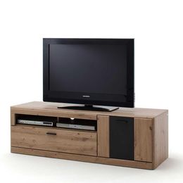 Pharao24.de Fernseher Schrank in Eiche Optik und Dunkelgrau einer Schublade