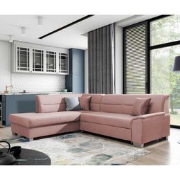 Pharao24.de Ecksofa Sofaecke mit Schlaffunktion in Altrosa