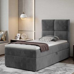Pharao24.de Einzelbett Stauraum Bett in Dunkelgrau Liegefläche 90x200 cm