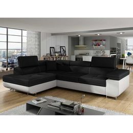 Pharao24.de Ecksofa Couch aus Kunstleder und Webstoff