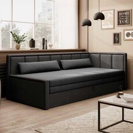Pharao24.de Klappcouch Schlafsofa mit Bettkasten in Grau