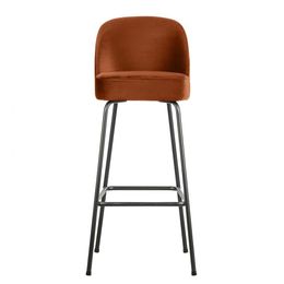 Pharao24.de Retro Designbarhocker in Rostfarben und Schwarz Samt und Metall