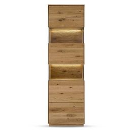 Pharao24.de Standvitrine aus Wildeiche Massivholz 209 cm hoch - 63 cm breit