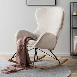 Pharao24.de Schaukelsessel Skandi Stil in Beige Webplüsch 70 cm breit
