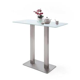 Pharao24.de Glas Bartisch in Weiß Edelstahl