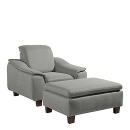 Pharao24.de Lesesessel hellgrau modern wahlweise mit Hocker Made in Germany