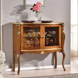 Pharao24.de Kleiner Vitrinenschrank in Nussbaumfarben italienischen Design