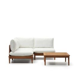 Pharao24.de Terrassensitzgruppe Set aus Teak Massivholz Webstoff (vierteilig)
