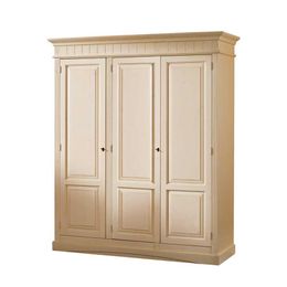 Pharao24.de Abschließbarer Kleiderschrank in Creme Vintage Fichte Massivholz