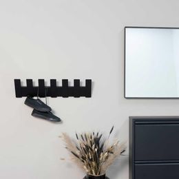 Pharao24.de Wandgarderobenleiste schwarz Stahl 7 Kleiderhaken 64 cm breit
