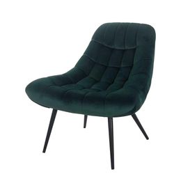 Pharao24.de Samt Sessel in Dunkelgrün Retro Style
