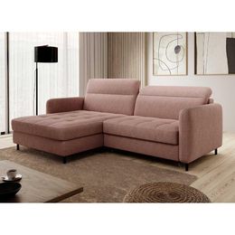 Pharao24.de Ecksofa Schlafsofa in Altrosa aus Webstoff