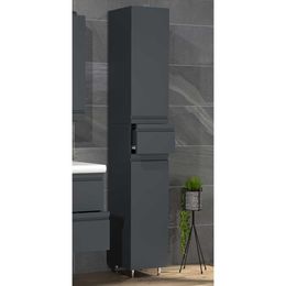 Pharao24.de Badezimmerhochschrank Anthrazit in modernem Design einer Schublade