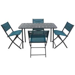 Pharao24.de Gartenmöbelset Sitzgruppe Garten aus Metall und Textilgewebe (fünfteilig)