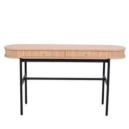 Pharao24.de Designschreibtisch in Eiche White Wash Vierfußgestell aus Metall
