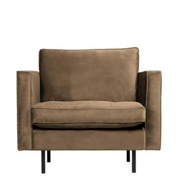 Pharao24.de Sessel in Taupe Samt Retro Design