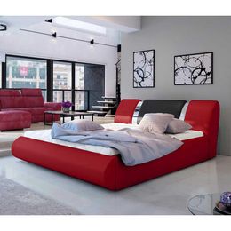 Pharao24.de Doppelbett Polsterbett aus Kunstleder in modernem Design