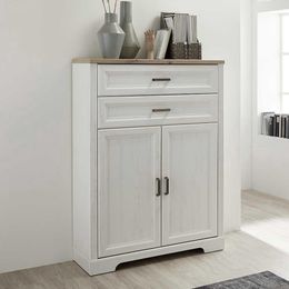 Pharao24.de Büroschrank Landhaus Stil 127 cm hoch zwei Schubladen