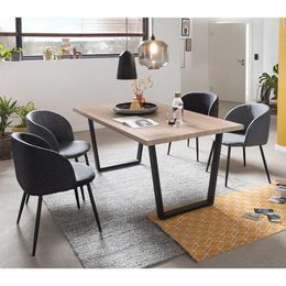 Pharao24.de Esszimmer Sitzgruppe in Sonoma Eiche und Grau Loft Design (fünfteilig)