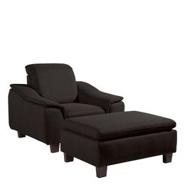 Pharao24.de Komfortsessel dunkelbraun in modernem Design optional mit Hocker