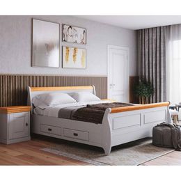Pharao24.de Doppelbett Bettgestell in Weiß im Landhausstil