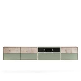Pharao24.de Fernseh Unterschrank in Beton Grau und Buche hell 260 cm breit