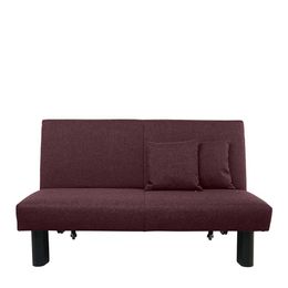 Pharao24.de Schlafsofa Bordeauxrot aus Flachgewebe Untergestell aus Metall