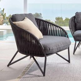 Pharao24.de In- und Outdoor Einzelsessel in Schwarz Untergestell aus Metall