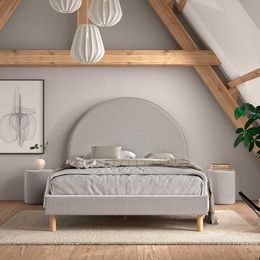 Pharao24.de Polsterbettgestell grau im Skandi Design 147 cm breit