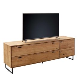 Pharao24.de TV Lowboard Wildeiche teilmassiv zwei Schubladen und Tür