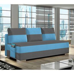 Pharao24.de Schlafsofa Couch in Türkis und Grau