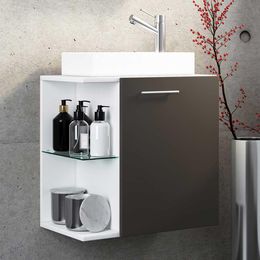 Pharao24.de Badezimmerunterschrank mit Becken in Schwarz und Weiß die Wandmontage