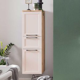 Pharao24.de Badschrank Badhochschrank mit Holzwerkstoff Oberfläche und Metallgriffen