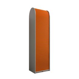 Pharao24.de Büroschrank mit Rollo Orange Silberr
