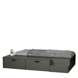 Pharao24.de Jugendzimmer Bett in Graugrün Kiefer Massivholz