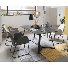 Pharao24.de Esszimmer Sitzgruppe in Grau 180 cm Esstisch (fünfteilig)