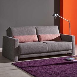Pharao24.de Schlafcouch in Grau Webstoff Armlehnen