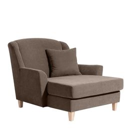 Pharao24.de Big Sessel Landhaus in Beigegrau Velour 105 cm Sitztiefe