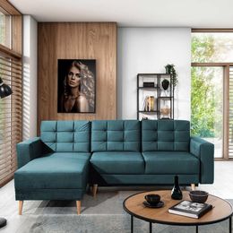 Pharao24.de Ecksofa Sofa mit Punktsteppungen aus Samt