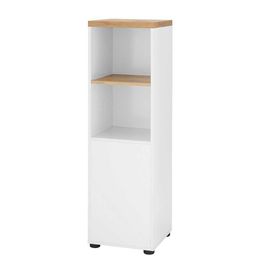 Pharao24.de Badseitenschrank Badschrank in Weiß und Wildeichefarben