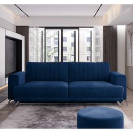 Pharao24.de Sofa 3er Sofa in Dunkelblau aus Webstoff